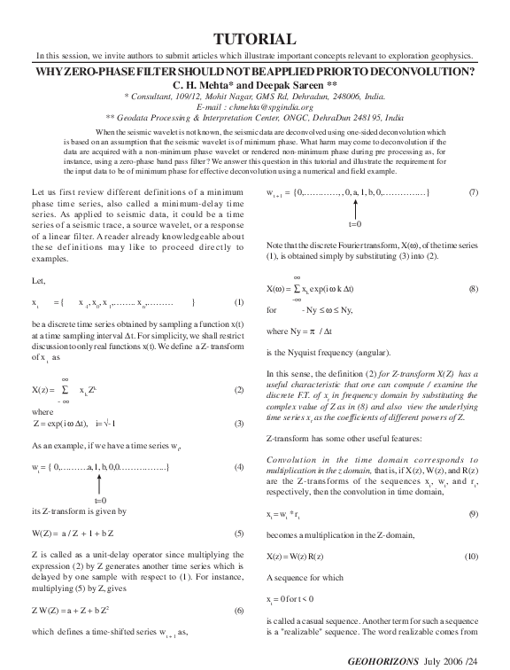 (PDF) Tutorial-Phase Considerations in Deconvolution