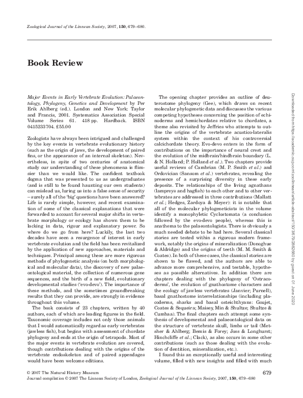(PDF) Major Events in Early Vertebrate Evolution: Palaeontology ...