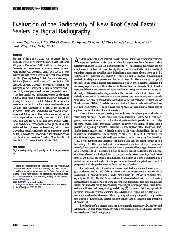 (PDF) Evaluation of the radiopacity of new root canal paste/sealers by ...