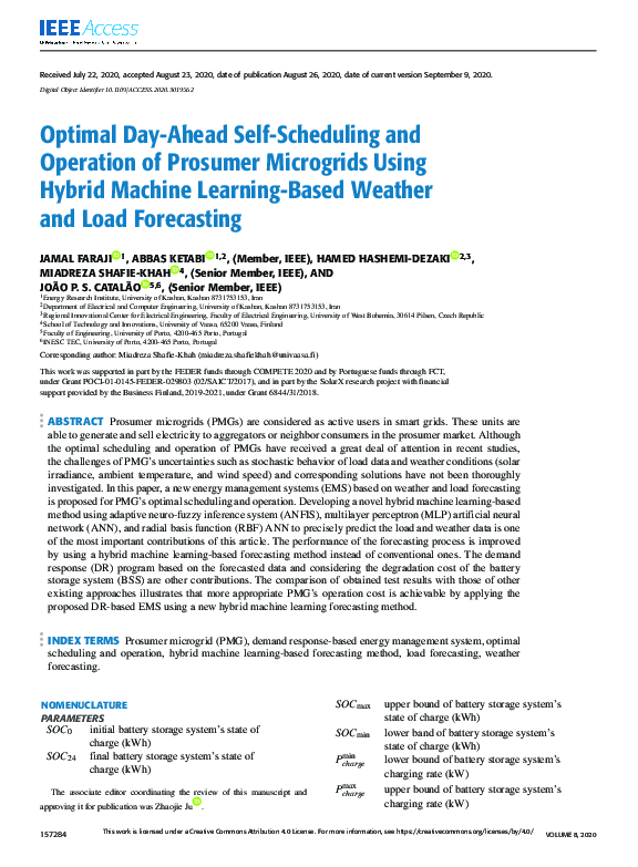 (PDF) Optimal Day-Ahead Self-Scheduling and Operation of Prosumer Microgrids Using Hybrid ...