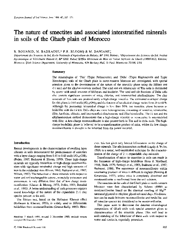 (PDF) The nature of smectites and associated interstratified minerals ...