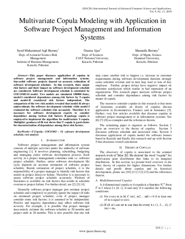 Pdf Multivariate Copula Modeling With Application In Software Project