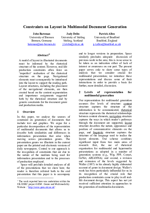 (PDF) Constraints on Layout in Multimodal Document Generation