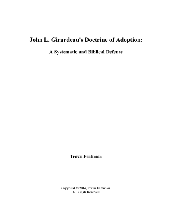 (PDF) John L. Girardeau's Doctrine of Adoption: a Systematic & Biblical ...