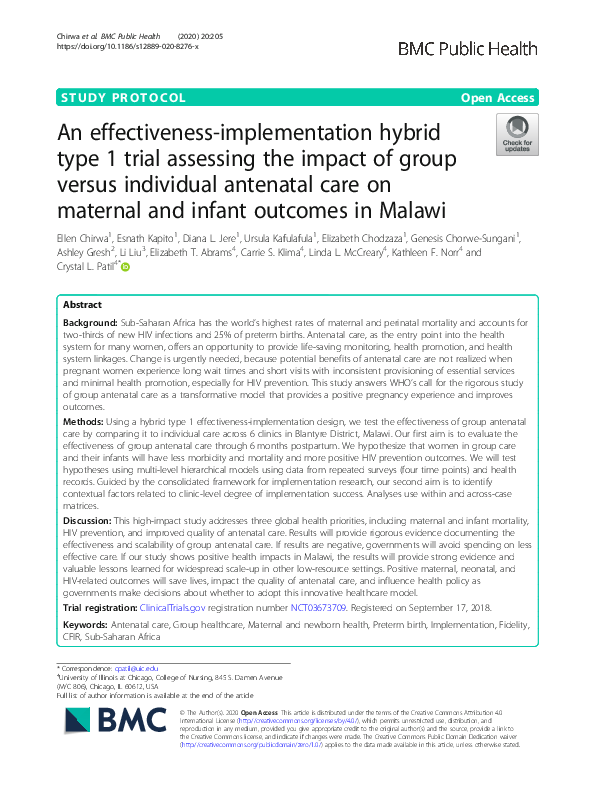 (PDF) An effectiveness-implementation hybrid type 1 trial assessing the ...