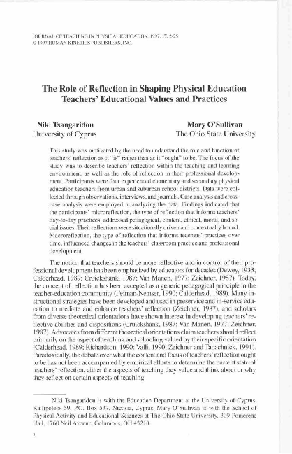 (PDF) The Role of Reflection in Shaping Physical Education Teachers ...