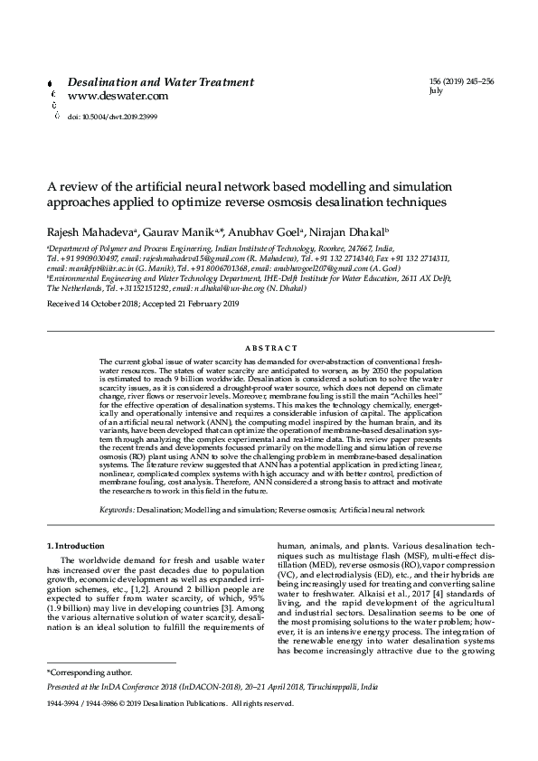 (PDF) A review of the artificial neural network based modelling and simulation approaches ...