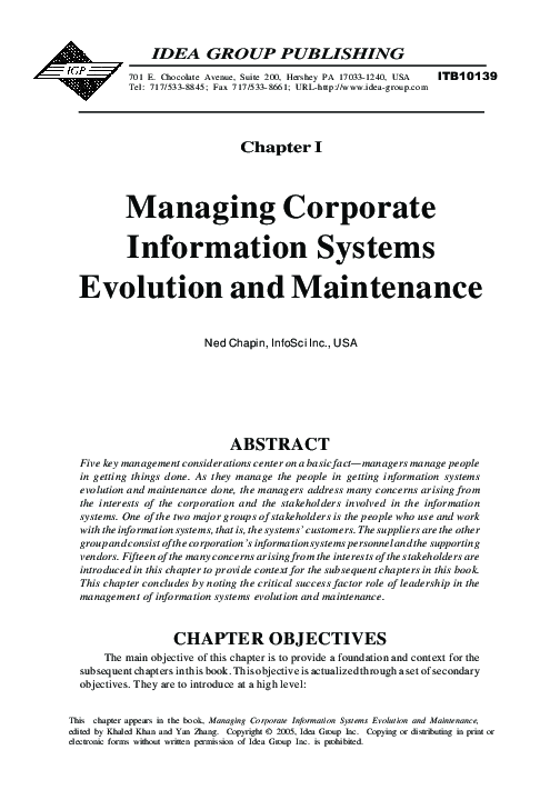 (PDF) Managing Corporate Information Systems Evolution and Maintenance