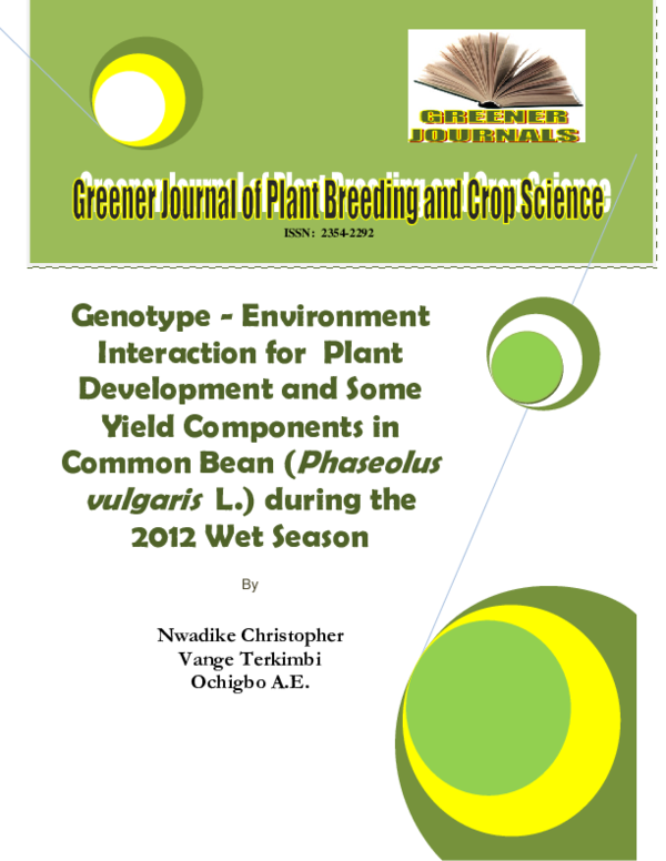 (PDF) Genotype - Environment Interaction for Plant Development and Some ...