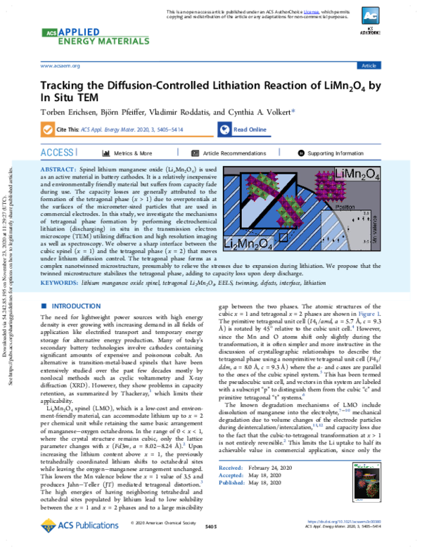 (PDF) Tracking the Diffusion-Controlled Lithiation Reaction of LiMn2O4 by In Situ TEM