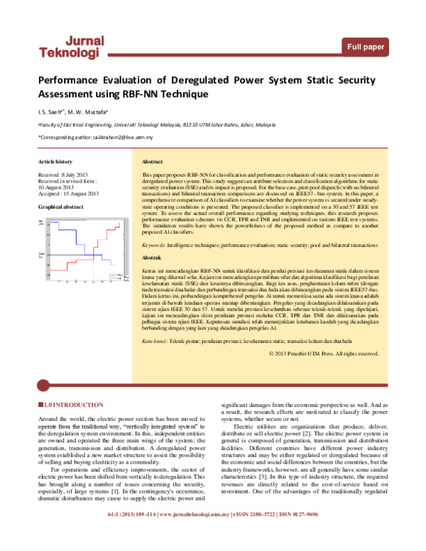 Pdf Performance Evaluation Of Deregulated Power System Static Security Assessment Using Rbf Nn