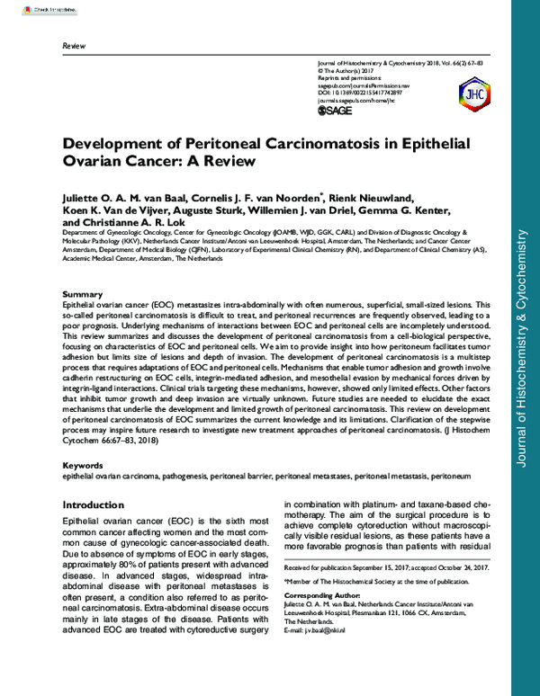 (PDF) Development of Peritoneal Carcinomatosis in Epithelial Ovarian ...