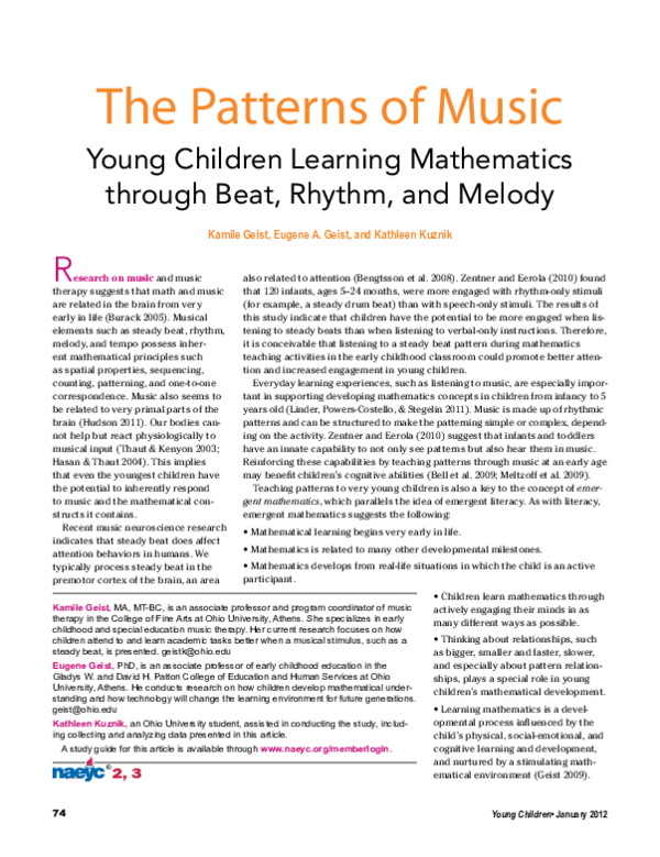 (PDF) The Patterns of Music: Young Children Learning Mathematics ...