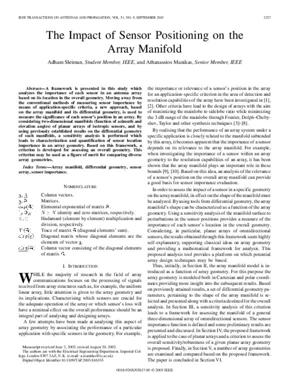 (PDF) The impact of sensor positioning on the array manifold