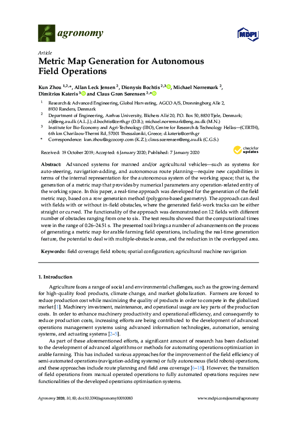 (PDF) Metric Map Generation for Autonomous Field Operations