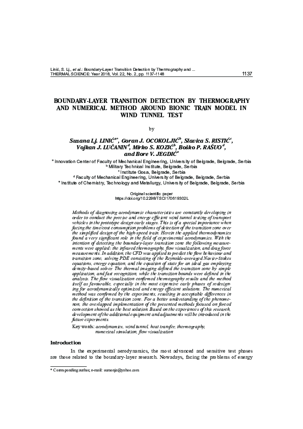 (PDF) Boundary-layer transition detection by thermography and numerical ...