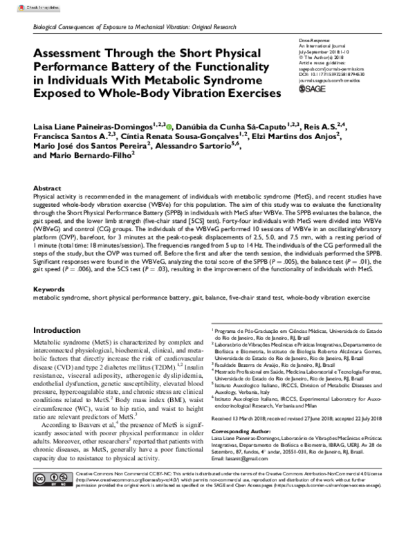 (PDF) Assessment Through the Short Physical Performance Battery of the ...