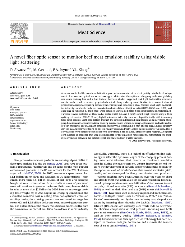 (PDF) A novel fiber optic sensor to monitor beef meat emulsion ...