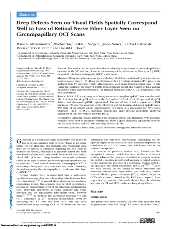 (PDF) Deep Defects Seen on Visual Fields Spatially Correspond Well to ...