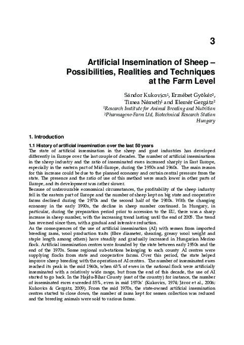 (PDF) Artificial Insemination of Sheep Possibilities, Realities and Techniques at the Farm Level