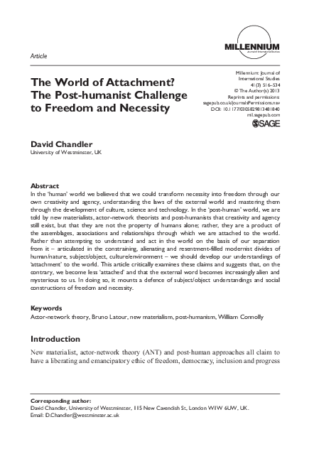 (PDF) The World of Attachment? The Post-humanist Challenge to Freedom ...