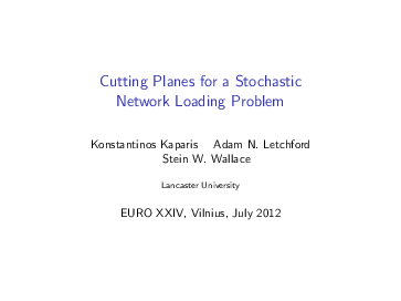 (PDF) Cutting planes for a stochastic network loading problem