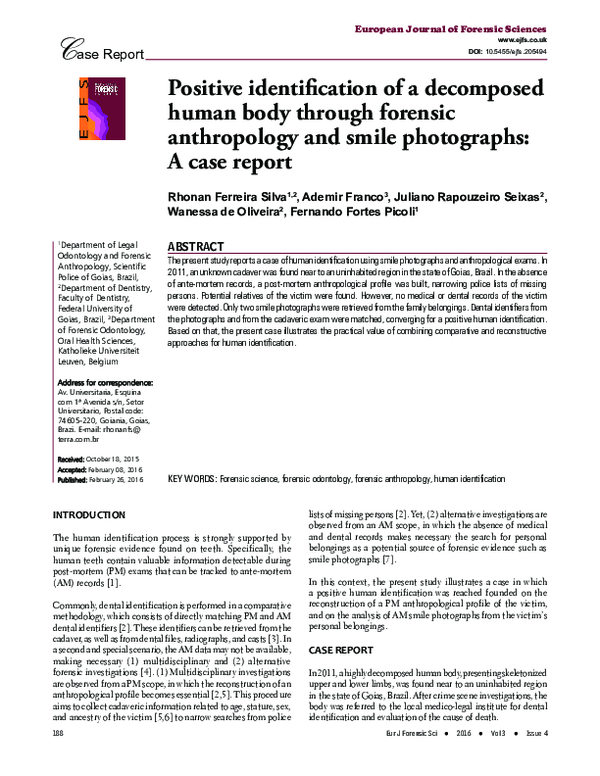 (PDF) Positive identification of a decomposed human body through ...