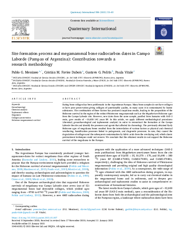 (PDF) Site formation process and megamammal bone radiocarbon dates in ...