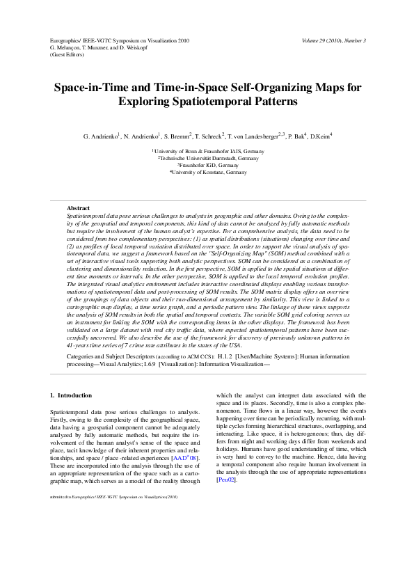 (PDF) Space‐in‐Time and Time‐in‐Space Self‐Organizing Maps for Exploring Spatiotemporal Patterns