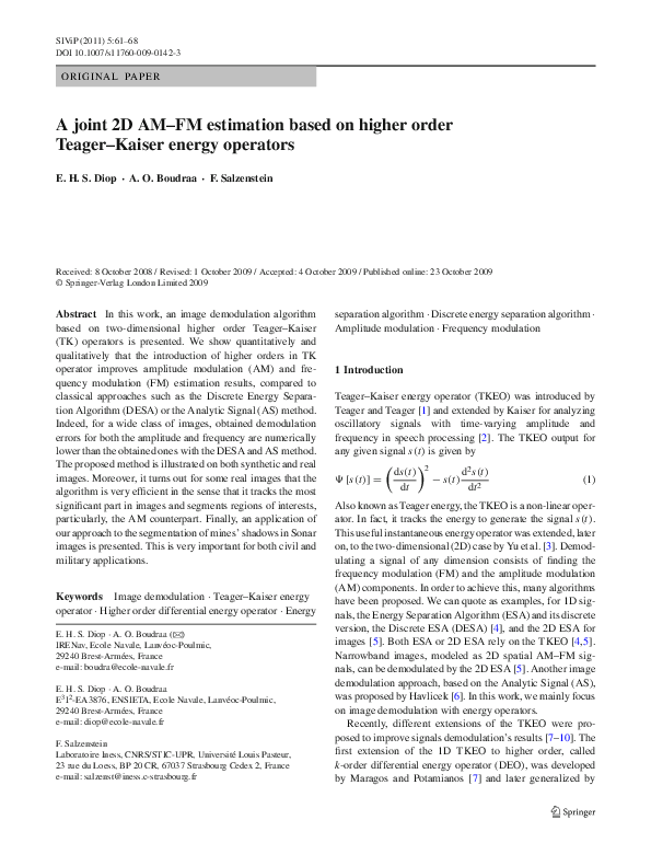 (PDF) A joint 2D AM-FM estimation based on higher order Teager-Kaiser ...