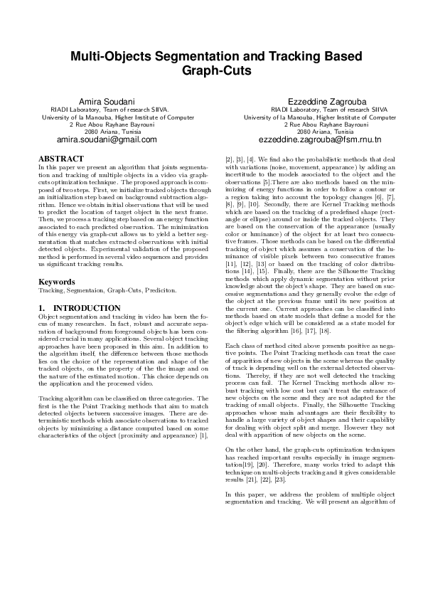 (PDF) Multi-Objects Segmentation and Tracking Based Graph-Cuts