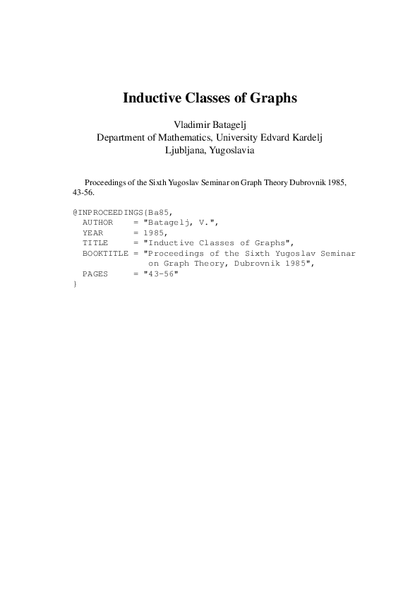 (PDF) Inductive classes of graphs