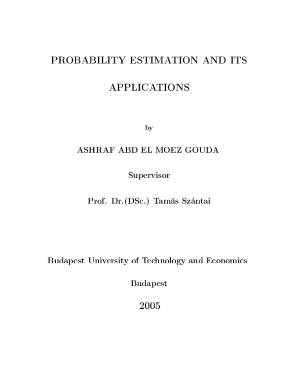 (PDF) Probability estimation and its applications