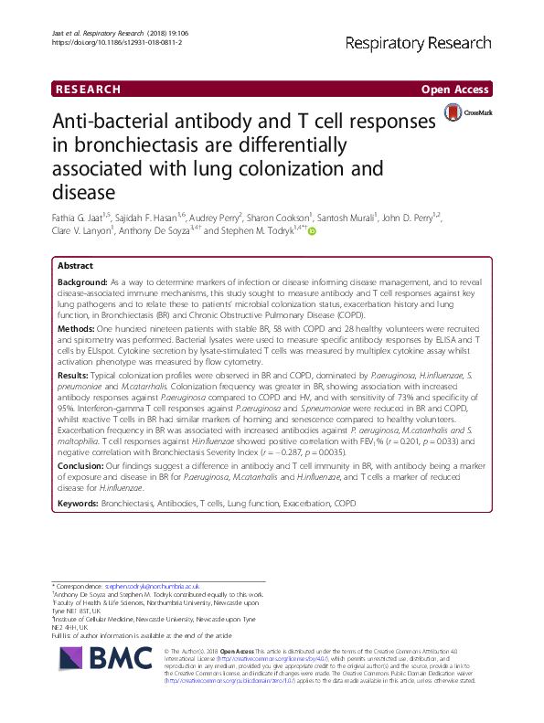 (PDF) Immune mechanisms and the impact of the disrupted lung microbiome in chronic bacterial ...
