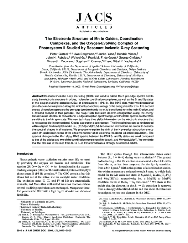 (PDF) The Electronic Structure of Mn in Oxides, Coordination Complexes ...