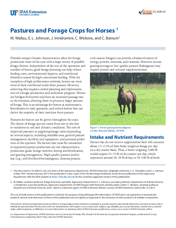 (PDF) Pastures and Forage Crops for Horses