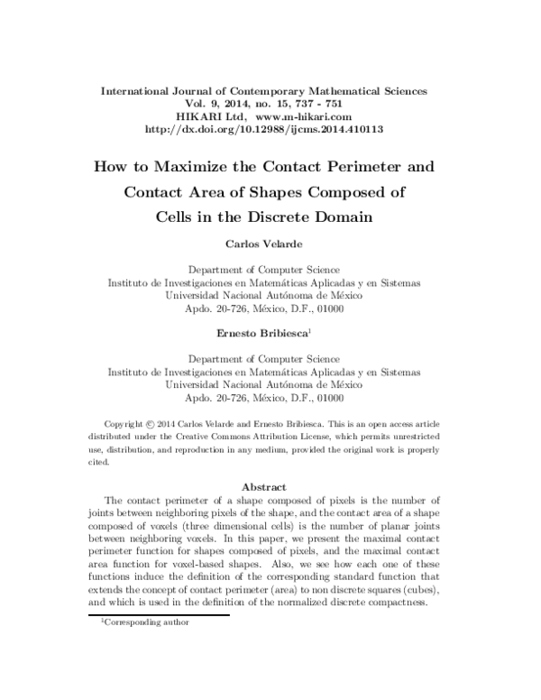 (PDF) How to maximize the contact perimeter and contact area of shapes ...
