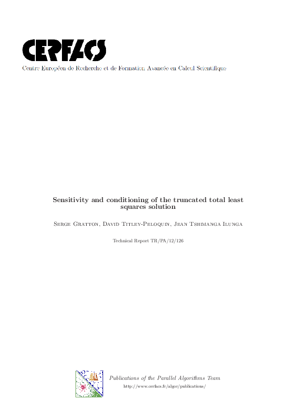 Pdf Sensitivity And Conditioning Of The Truncated Total Least Squares Solution