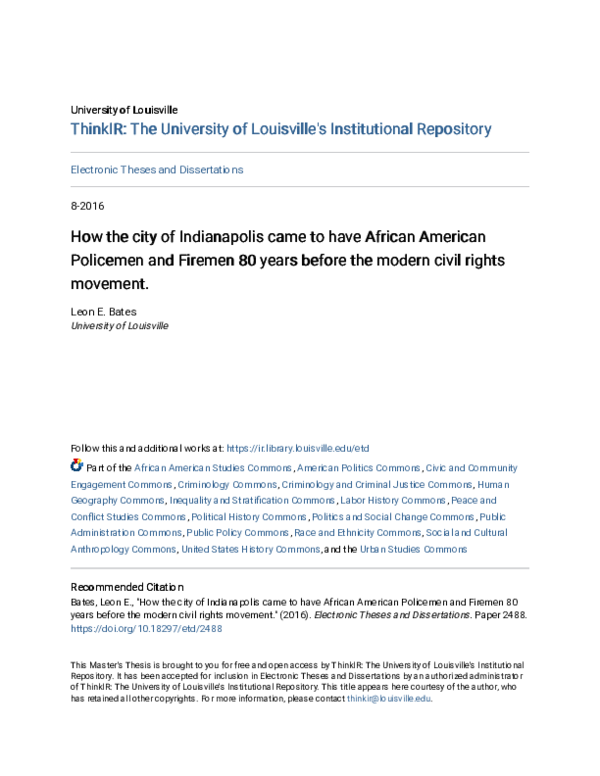 (PDF) How the city of Indianapolis came to have African American ...