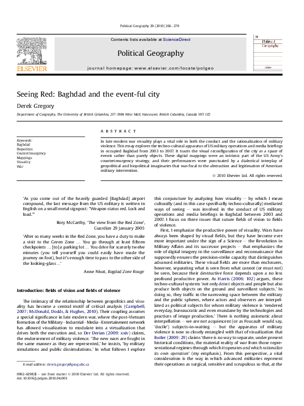 (PDF) Seeing Red: Baghdad and the event-ful city