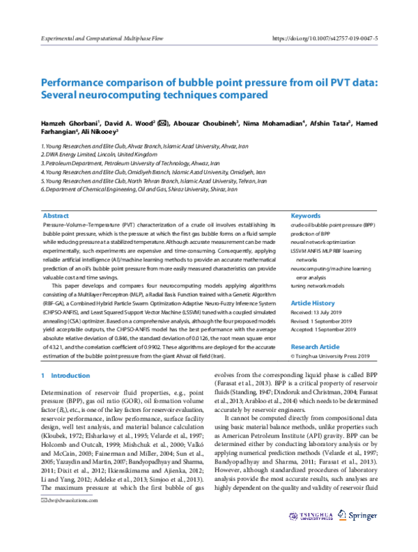 (PDF) Performance comparison of bubble point pressure from oil PVT data ...