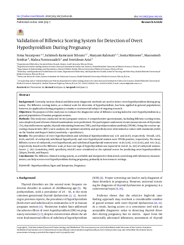 (PDF) Validation of Billewicz Scoring System for Detection of Overt ...