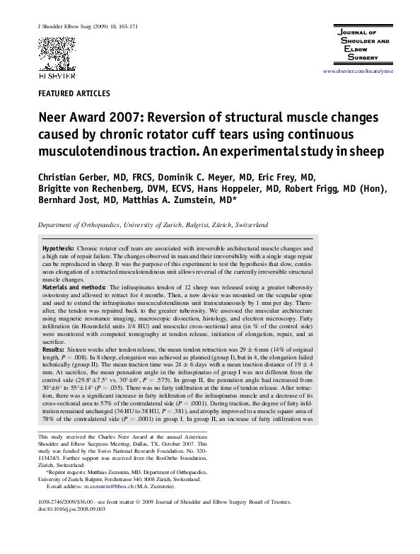 (PDF) Neer Award 2007: Reversion of structural muscle changes caused by ...