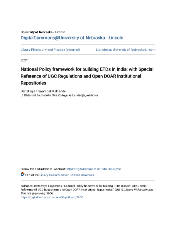 (PDF) National Policy framework for building ETDs in India: with ...