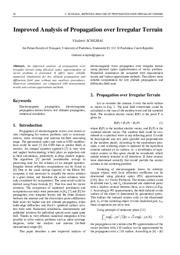Pdf Improved Analysis Of Propagation Over Irregular Terrain