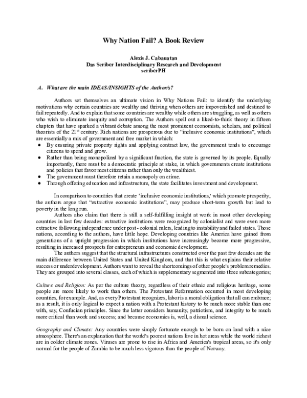 (PDF) Why Nation Fail? A Book Review