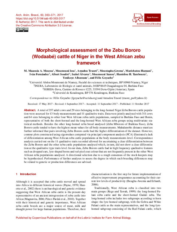 (PDF) Morphological assessment of the Zebu Bororo (Wodaabé) cattle of ...