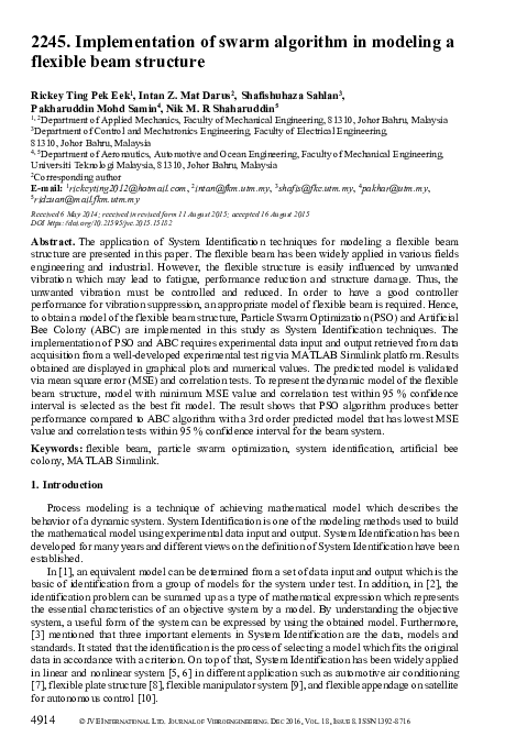 Pdf Implementation Of Swarm Algorithm In Modeling A Flexible Beam Structure
