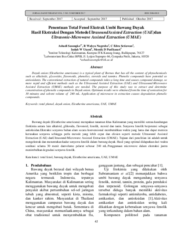 (PDF) Penentuan Total Fenol Ekstrak Umbi Bawang Dayak Hasil Ekstraksi ...
