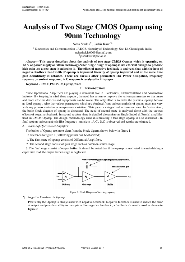 (PDF) Analysis of Two Stage CMOS Opamp using 90nm Technology